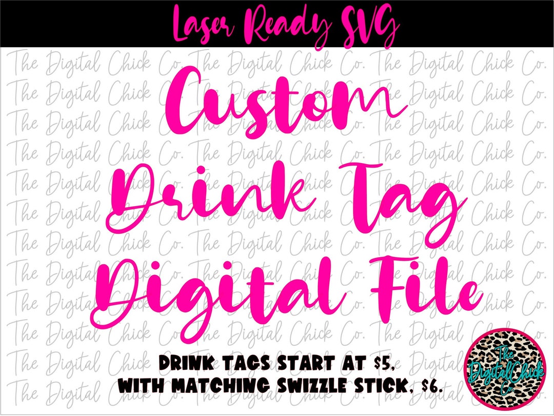 Custom Drink Tag SVG File - Laser Ready Files - Etsy