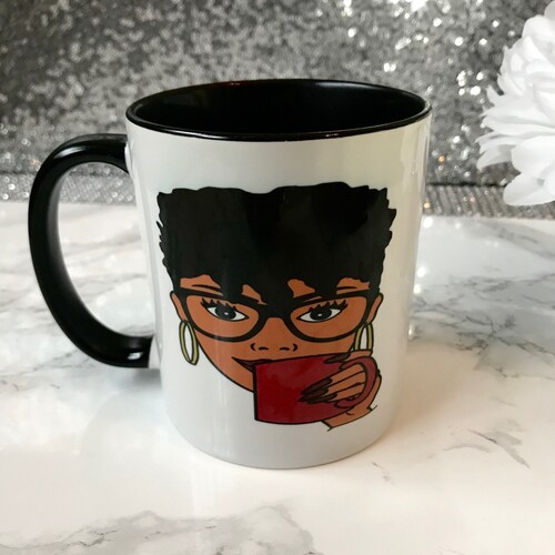 Black Girl Coffee Mug Sips Tea Coffee Mug Tea Mug Etsy