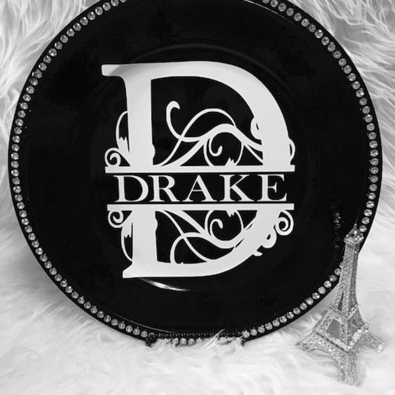 Black White Charger Plate - Etsy