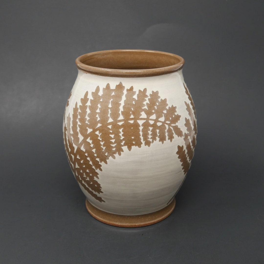White Ceramic Stoneware Fern Vase - Etsy