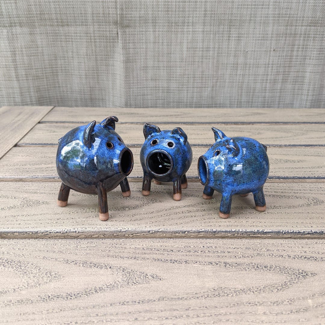 Family of Three Cute Ceramic Pig Sculptures - Etsy