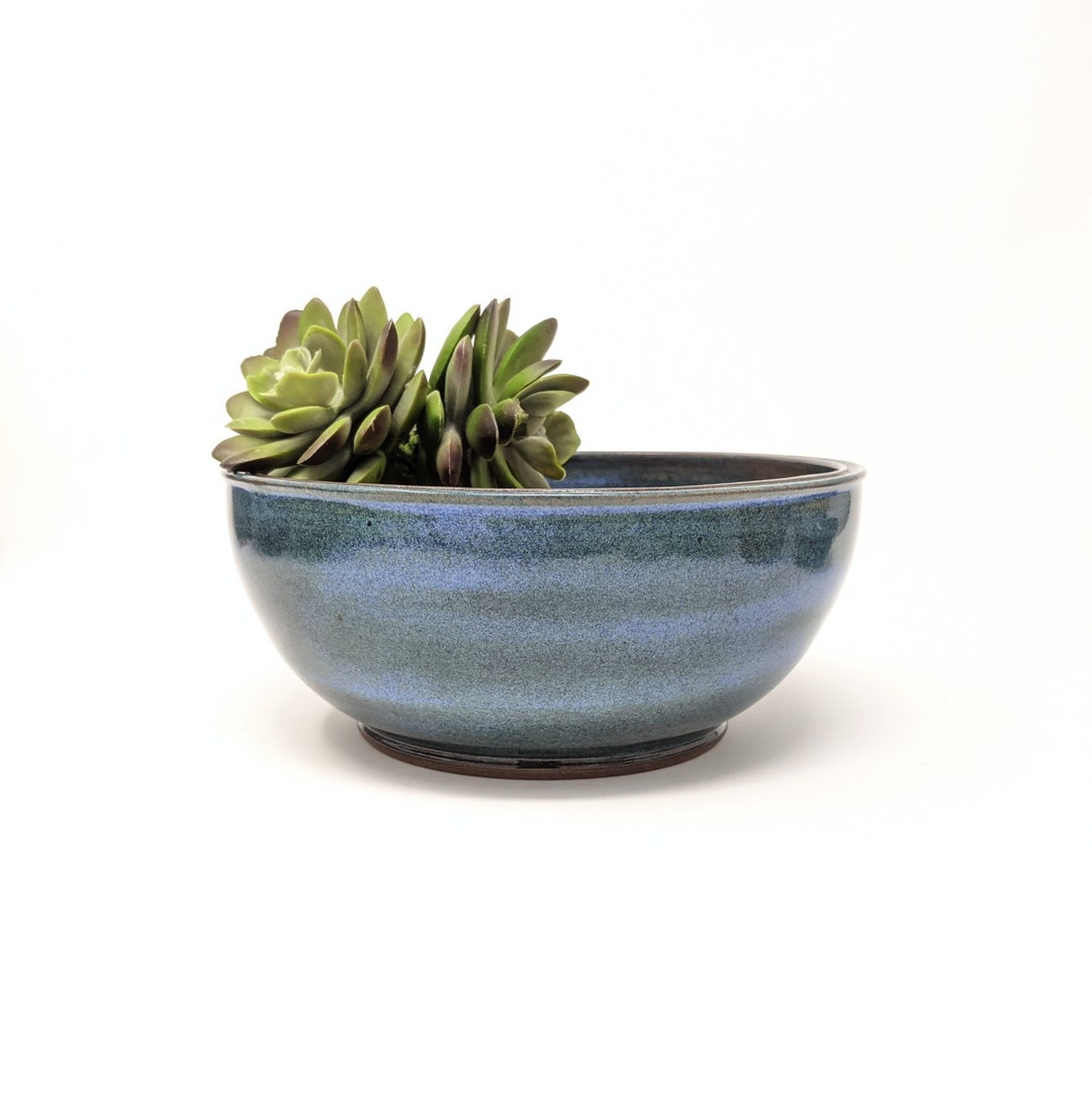 Blue Ceramic Planter, Wheel Thrown Succulent Planter, Succulent Bowl ...