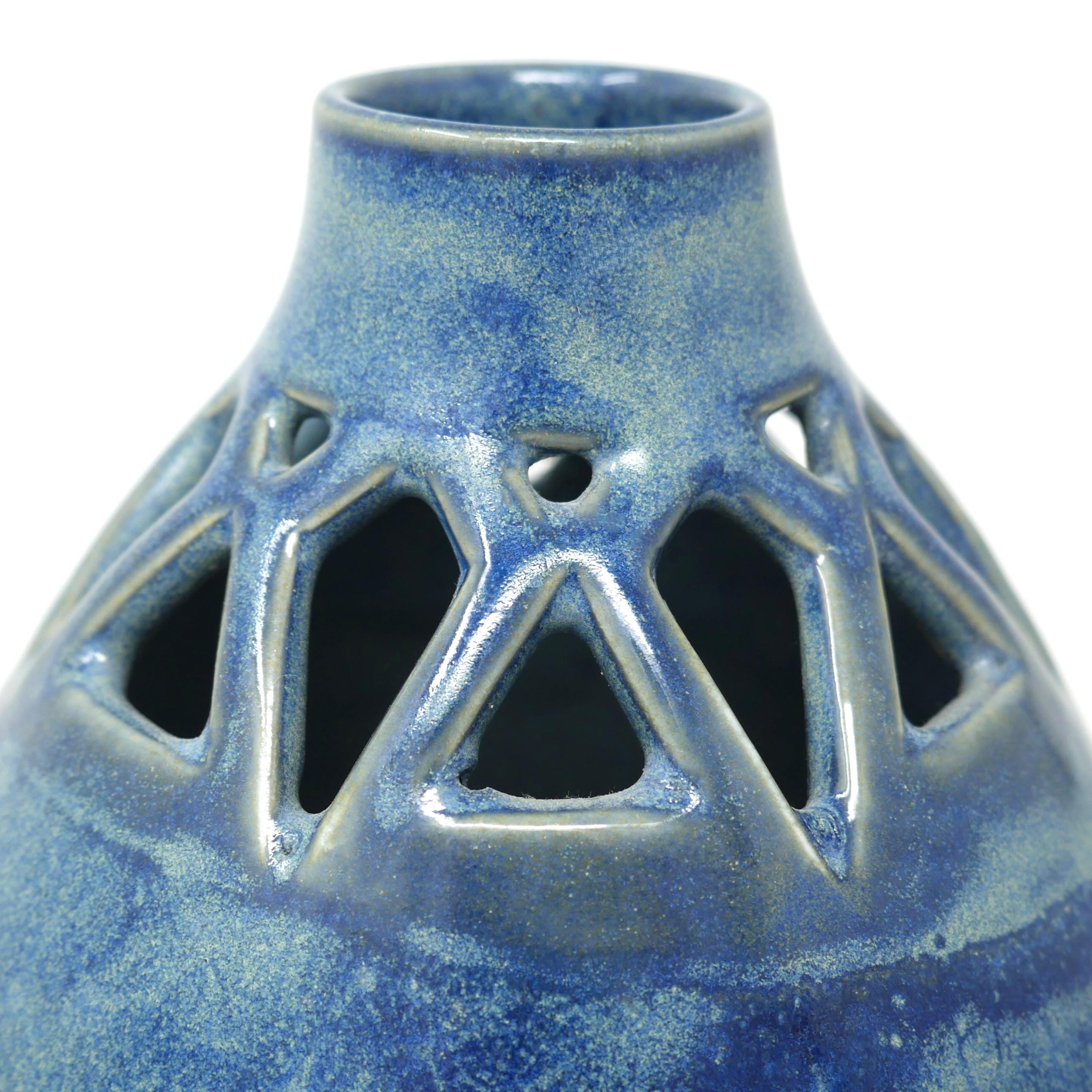 Wheel Thrown Hand Carved Blue Pottery Vase, Fine Art Ceramics - Etsy
