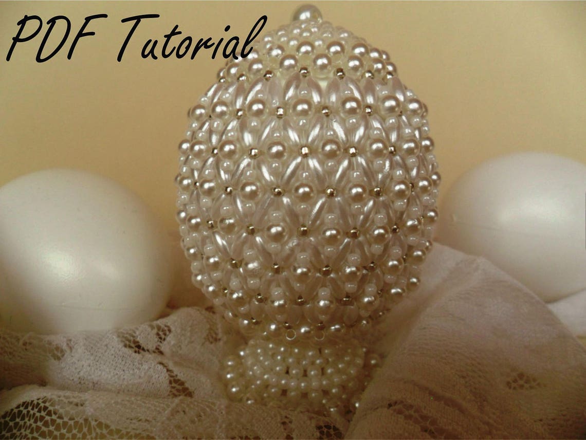 Nora - Easter Egg Ornament Beading Pattern Easter Decoration Beading Tutorial Easter Egg Table ...