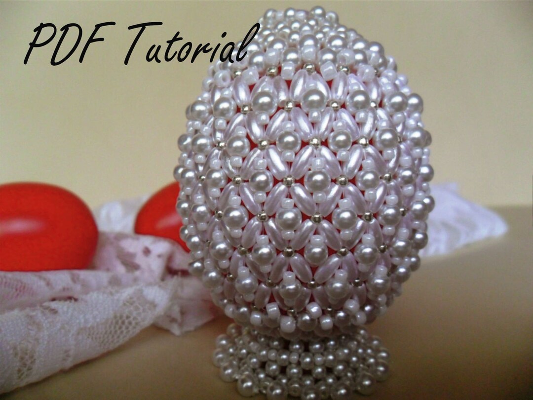 Dora - Easter Egg Ornament Beading Pattern Easter Decoration Beading Tutorial Easter Egg Table ...