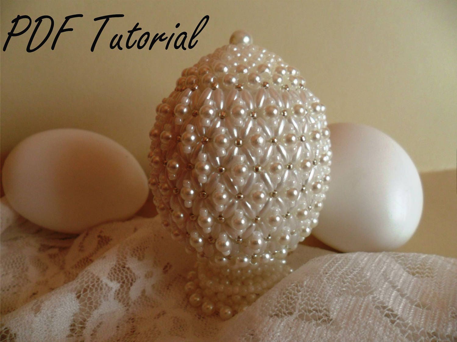 Nora - Easter Egg Ornament Beading Pattern Easter Decoration Beading Tutorial Easter Egg Table ...