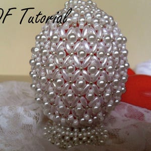 Dora - Easter Egg Ornament Beading Pattern Easter Decoration Beading Tutorial Easter Egg Table ...