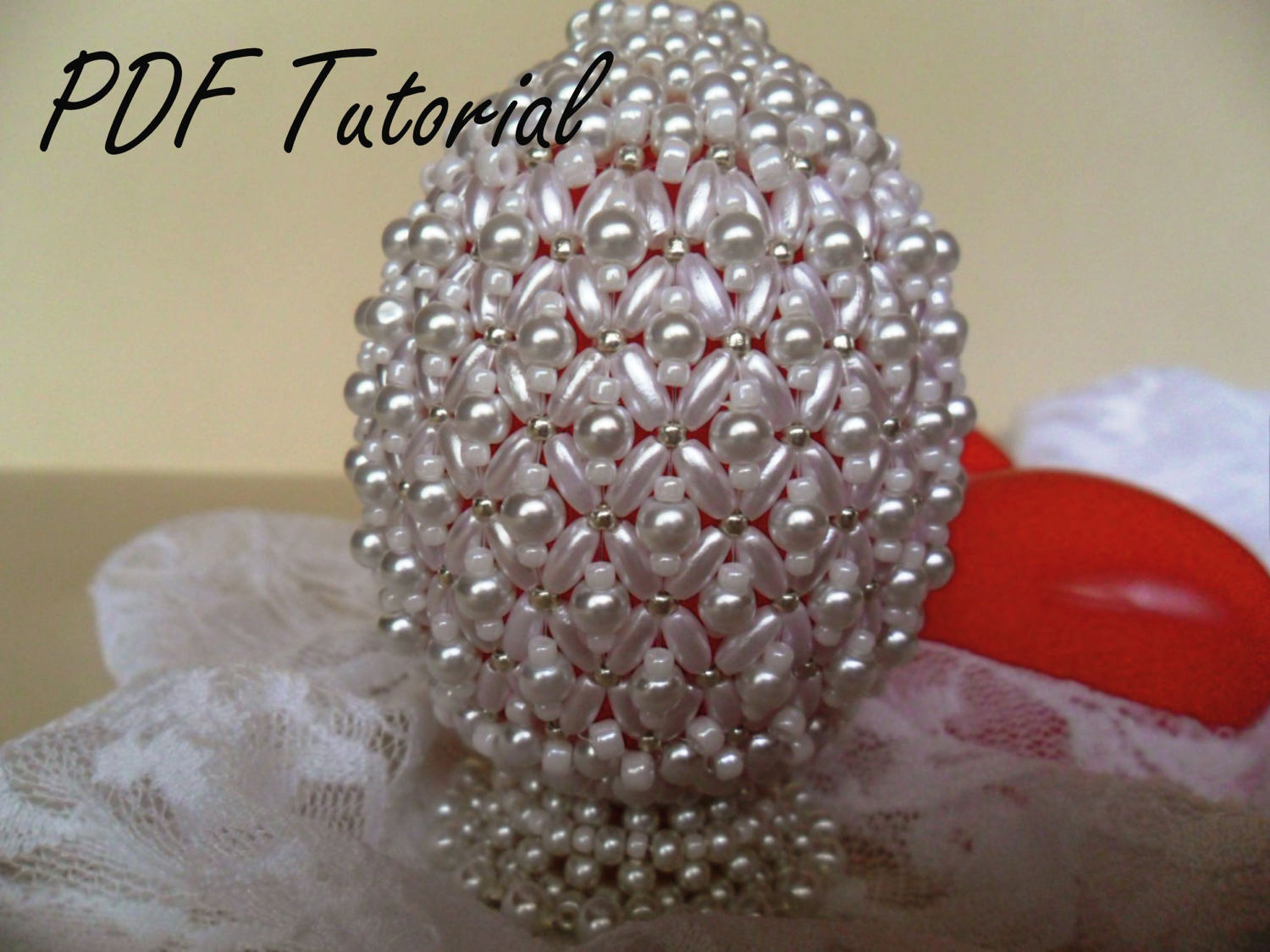 Dora - Easter Egg Ornament Beading Pattern Easter Decoration Beading Tutorial Easter Egg Table ...