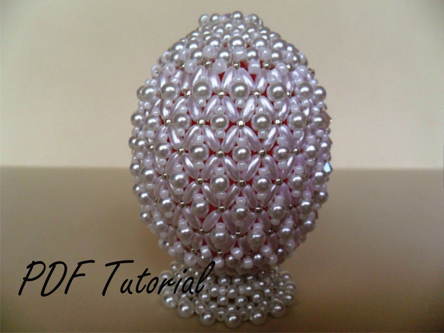 Dora - Easter Egg Ornament Beading Pattern Easter Decoration Beading Tutorial Easter Egg Table ...