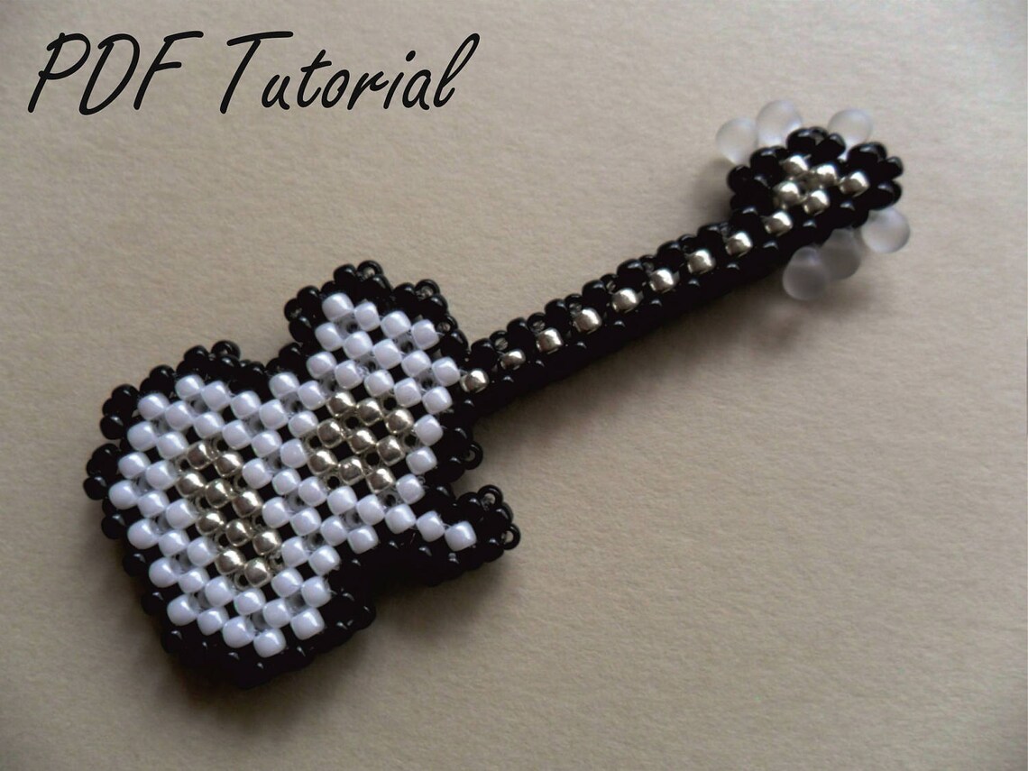 Pendant Guitar Seed Bead Beading Pattern Cubic RAW Beding Tutorial ...