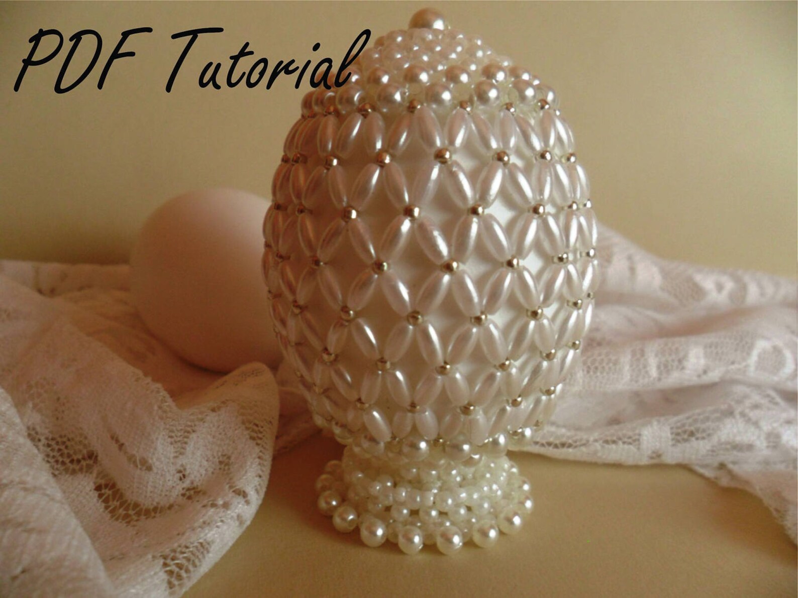 Tara - Easter Egg Ornament Beading Pattern Easter Decoration Beading Tutorial Easter Egg Table ...