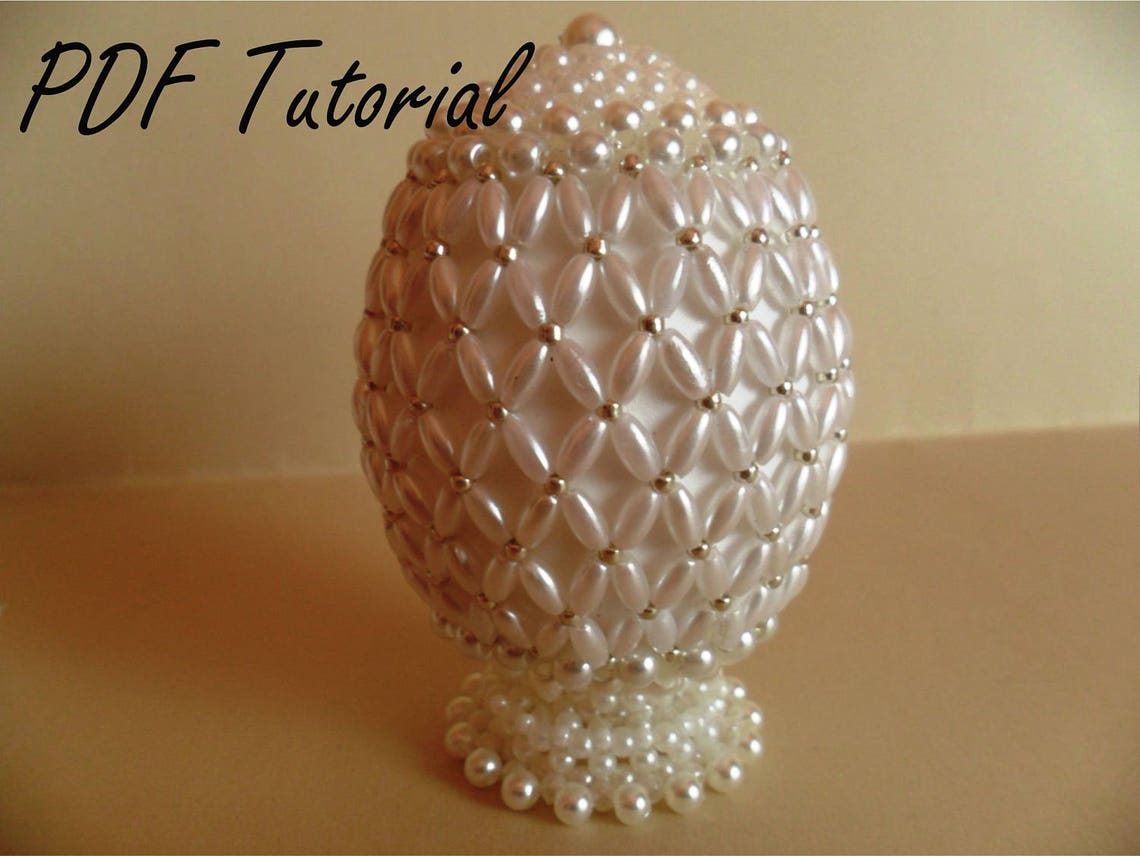 Tara - Easter Egg Ornament Beading Pattern Easter Decoration Beading Tutorial Easter Egg Table ...