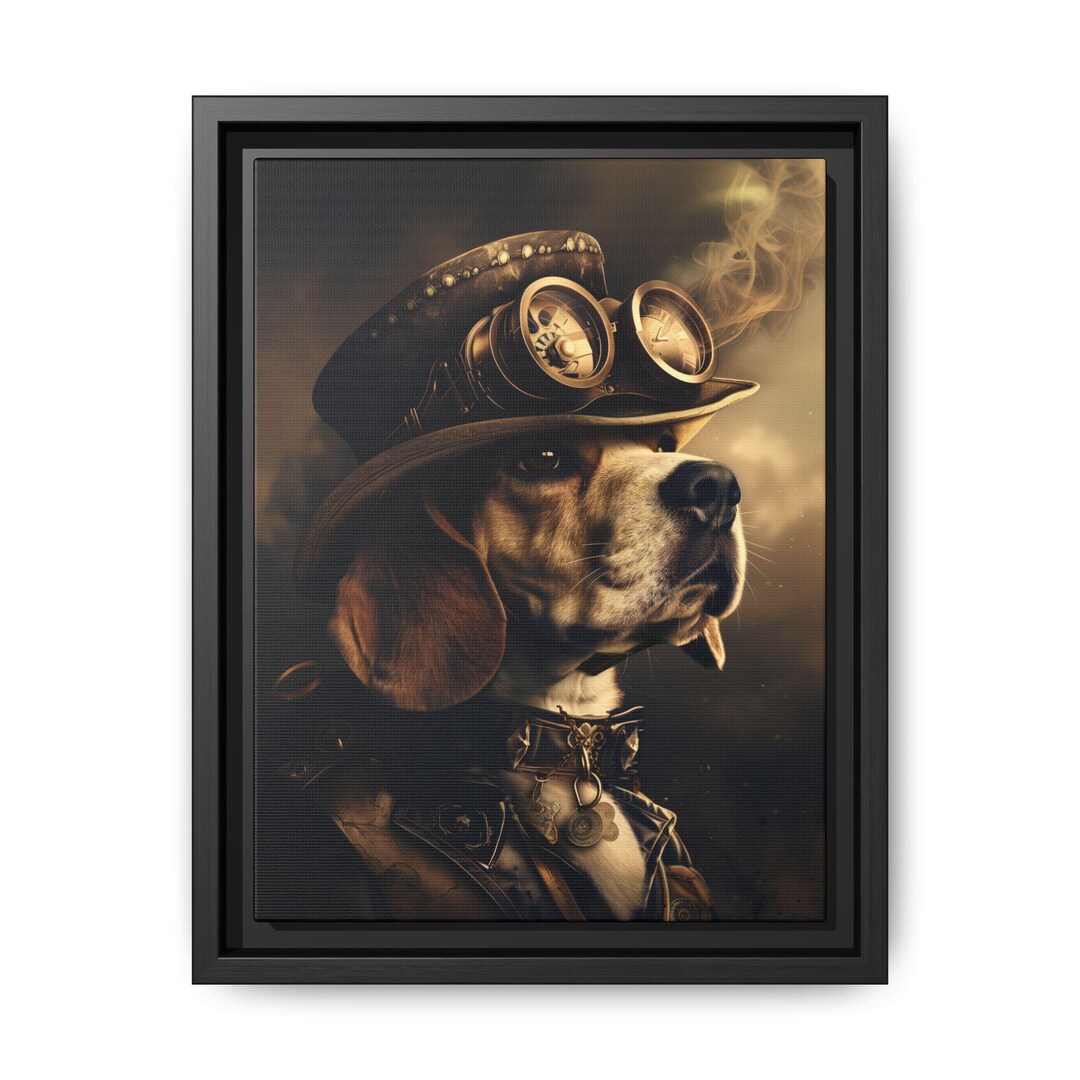 Steampunk Beagle Dog Portrait Picture Wall Art Print in a Suit Old Time ...