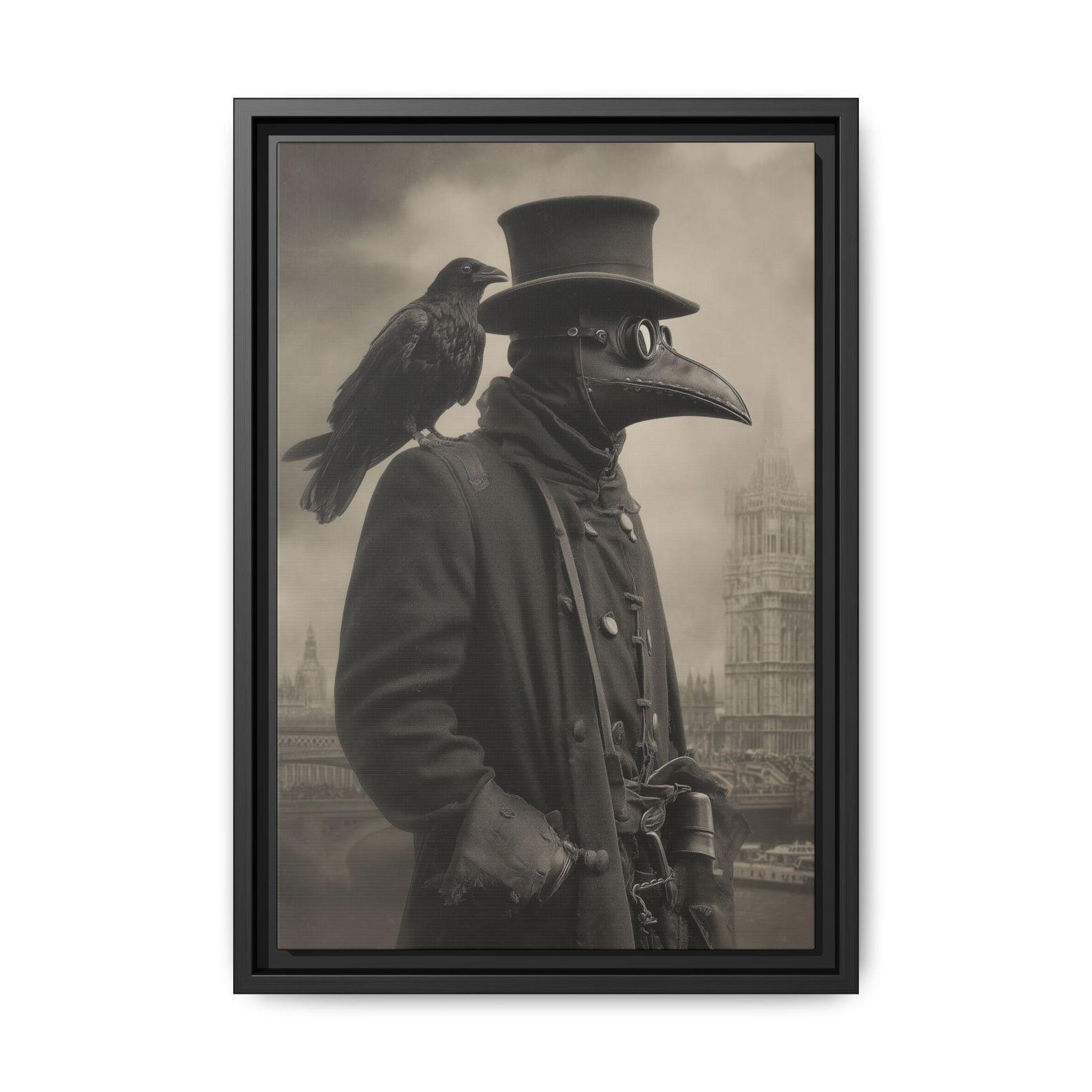 Vintage Plague Doctor With Raven Wall Art Industrial Victorian ...