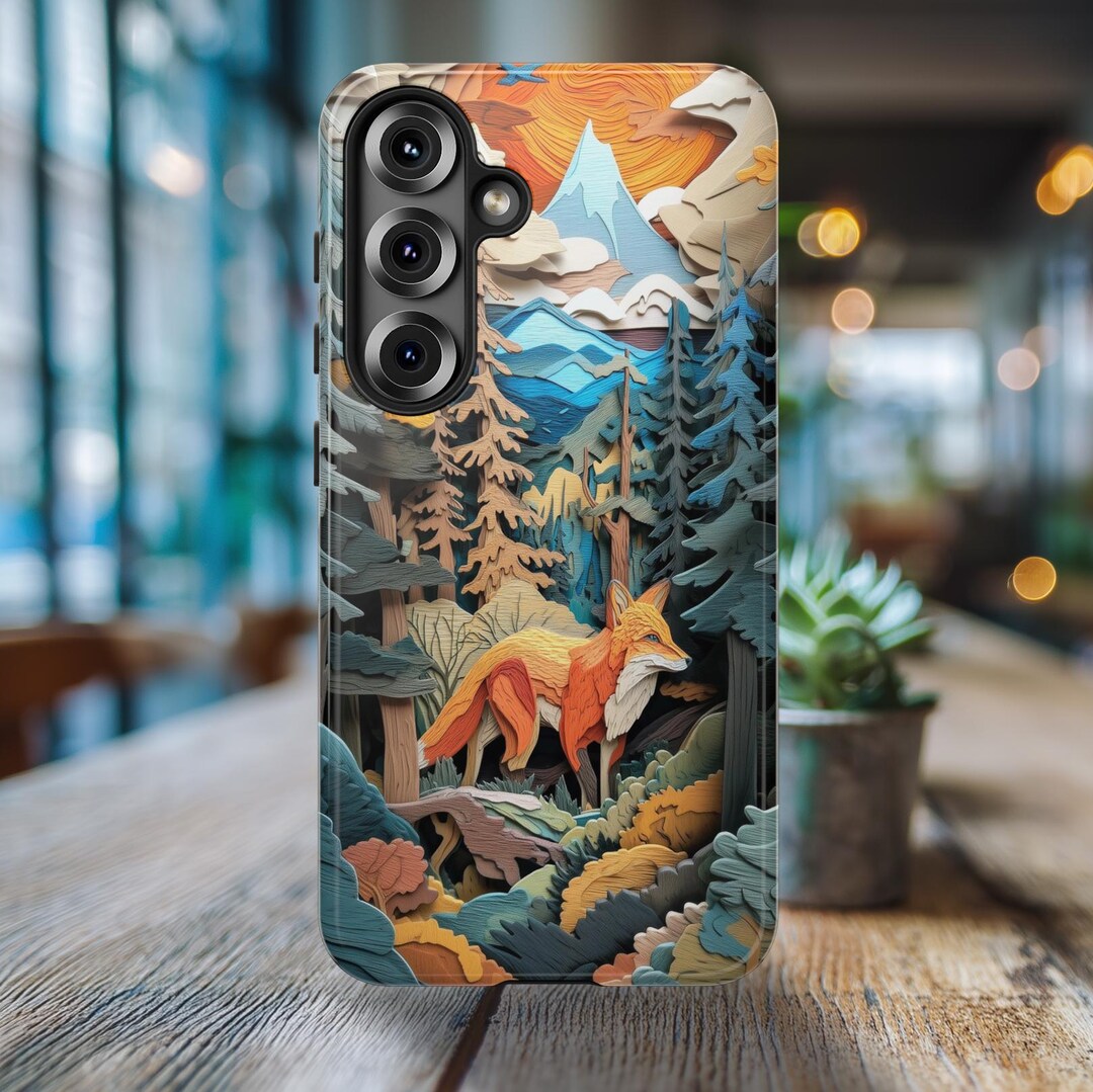 Fox Phone Case - Faux 3D Wood Art - Red Fox Phone Cover - Wildlife Fox ...