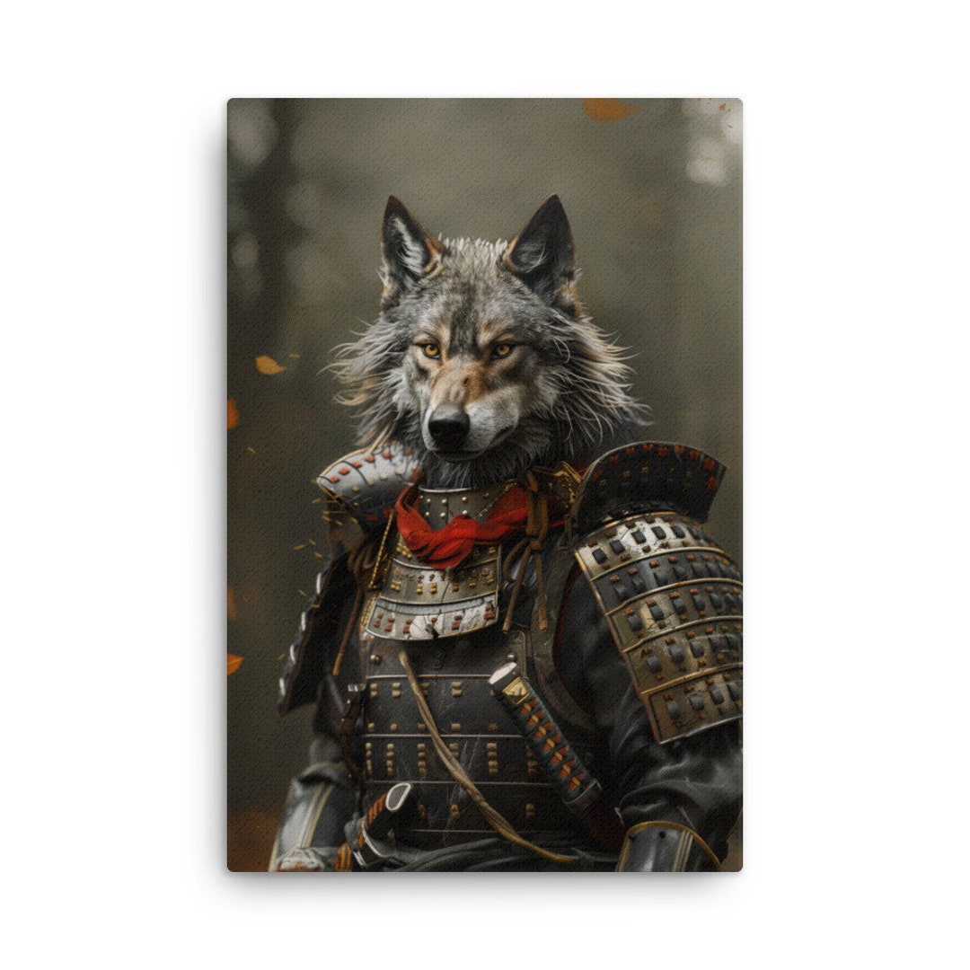 Samurai Wolf Warrior on Canvas Print Wall Art Katana Martial Arts ...