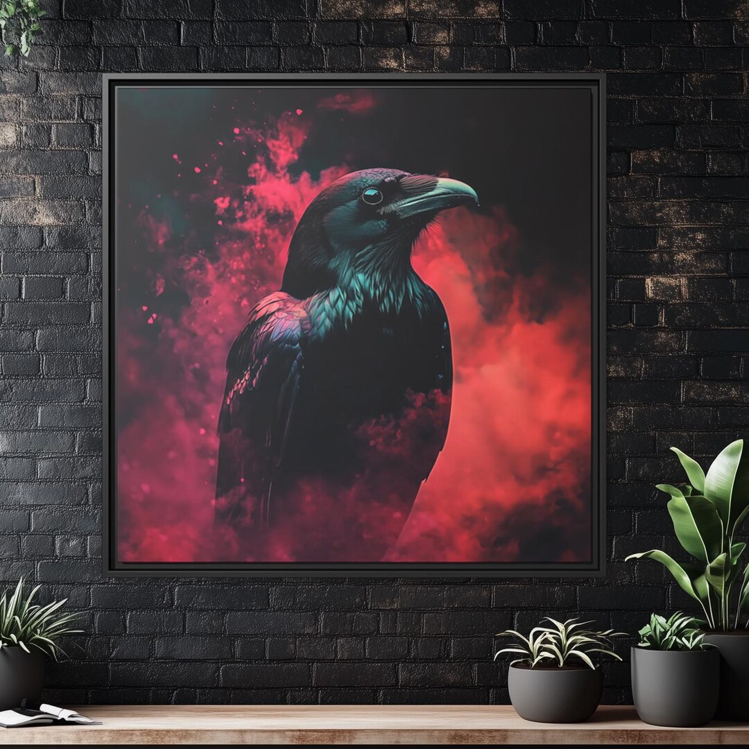 Abstract Raven Wall Art Print - Crow Wall Decor - Framed Canvas Art ...