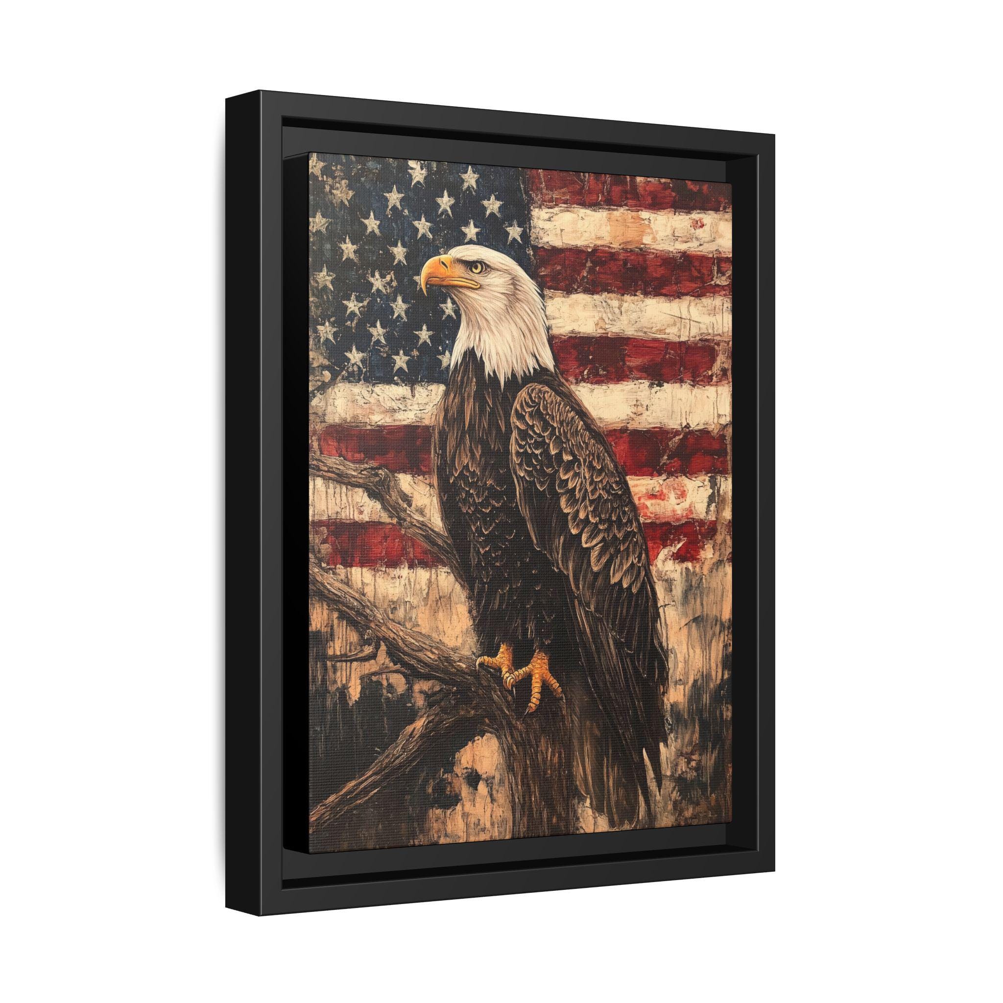 Bald Eagle American Flag Picture Wall Art Print Patriotic Old Time ...