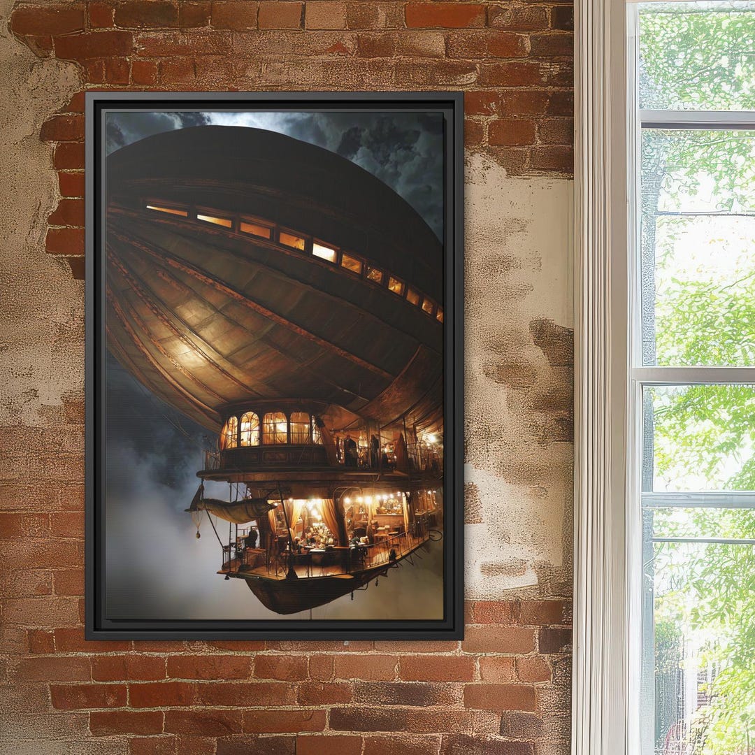 Steampunk Airship Wall Art Print – Vintage Victorian Party on a ...