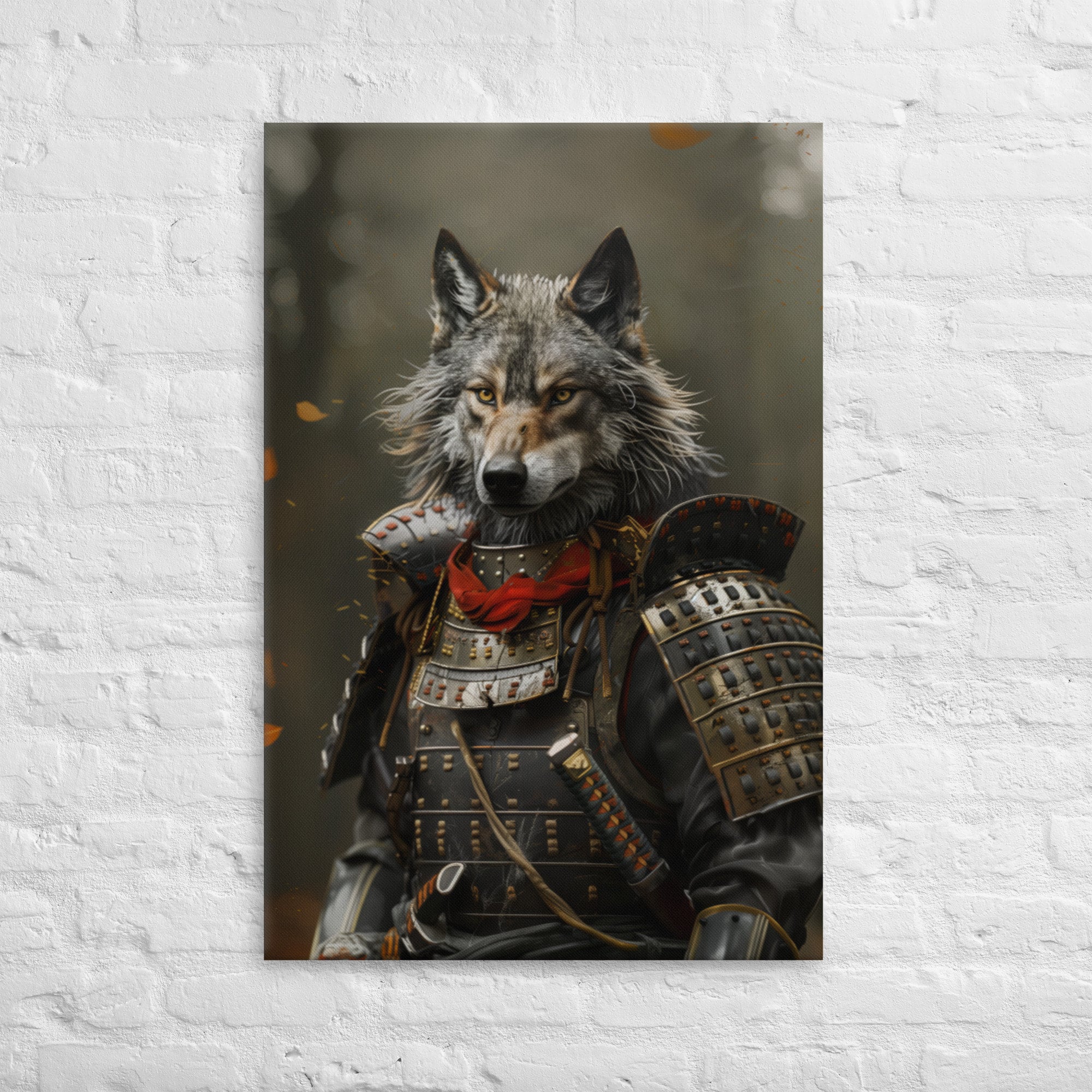 Samurai Wolf Warrior Japanese Wall Art Canvas Print Katana Martial Arts ...