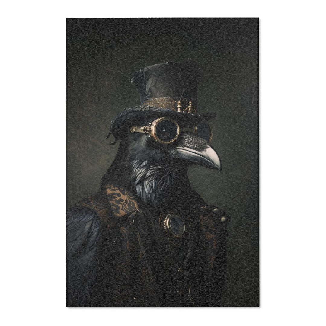 Steampunk Raven Rug Indoor Floor Area Rug With Top Hat & Goggles ...