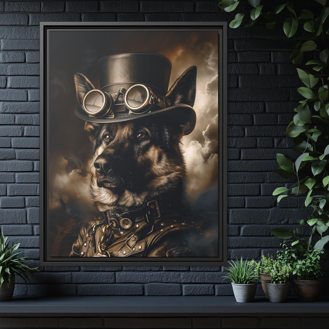 Steampunk German Shepherd Dog Picture Wearing Victorian Era Suit Top ...