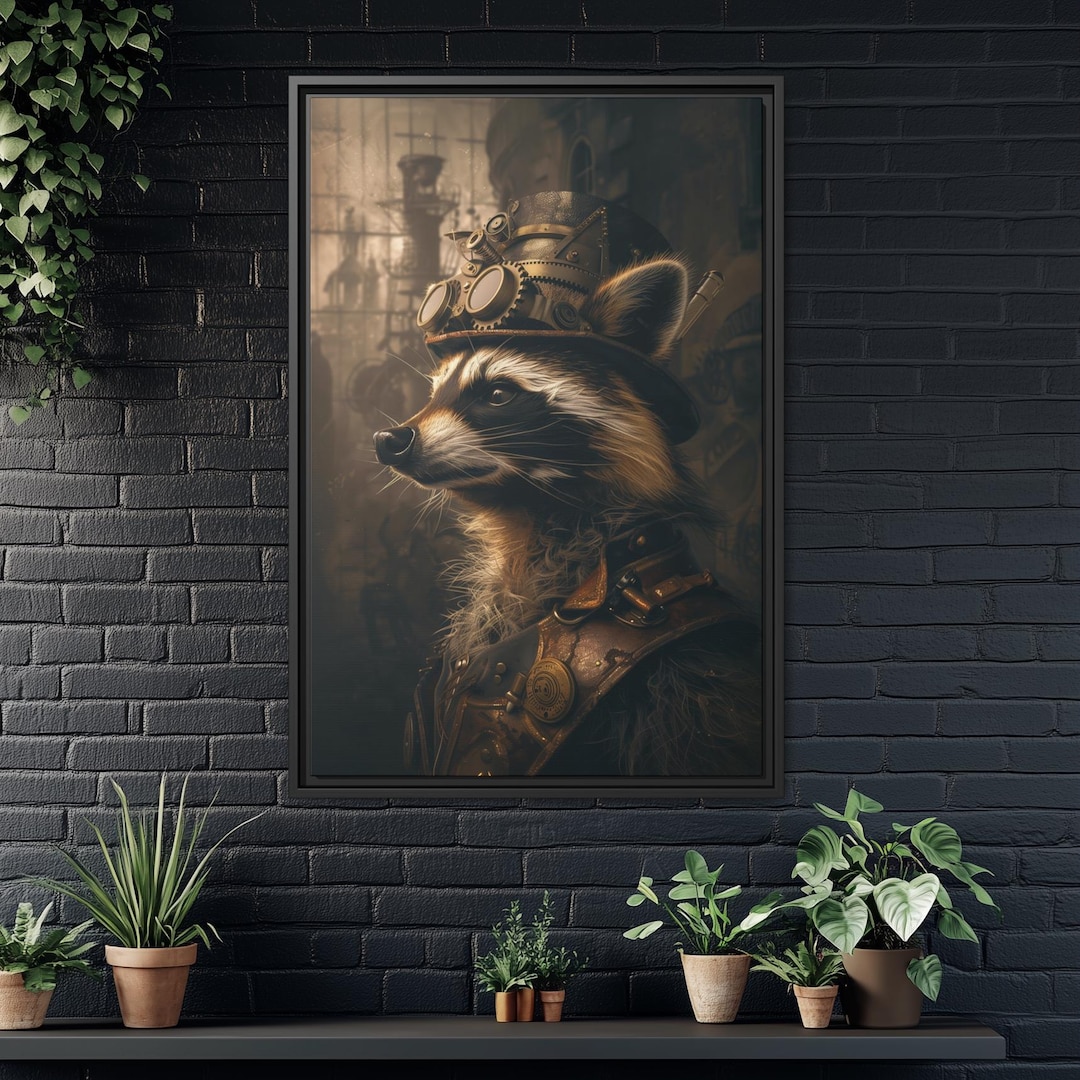 Steampunk Raccoon Picture Wall Art Print Victorian Era Science Fiction ...