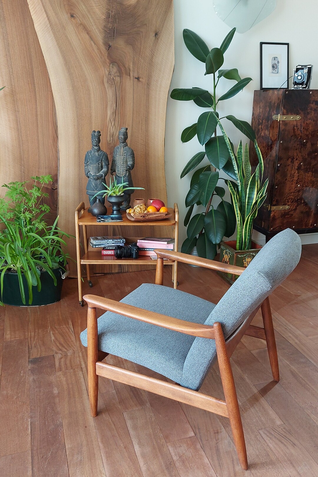 Misty Gray Lounge CHAIR, Woven Upholstery, Mid Century, Vintage ...
