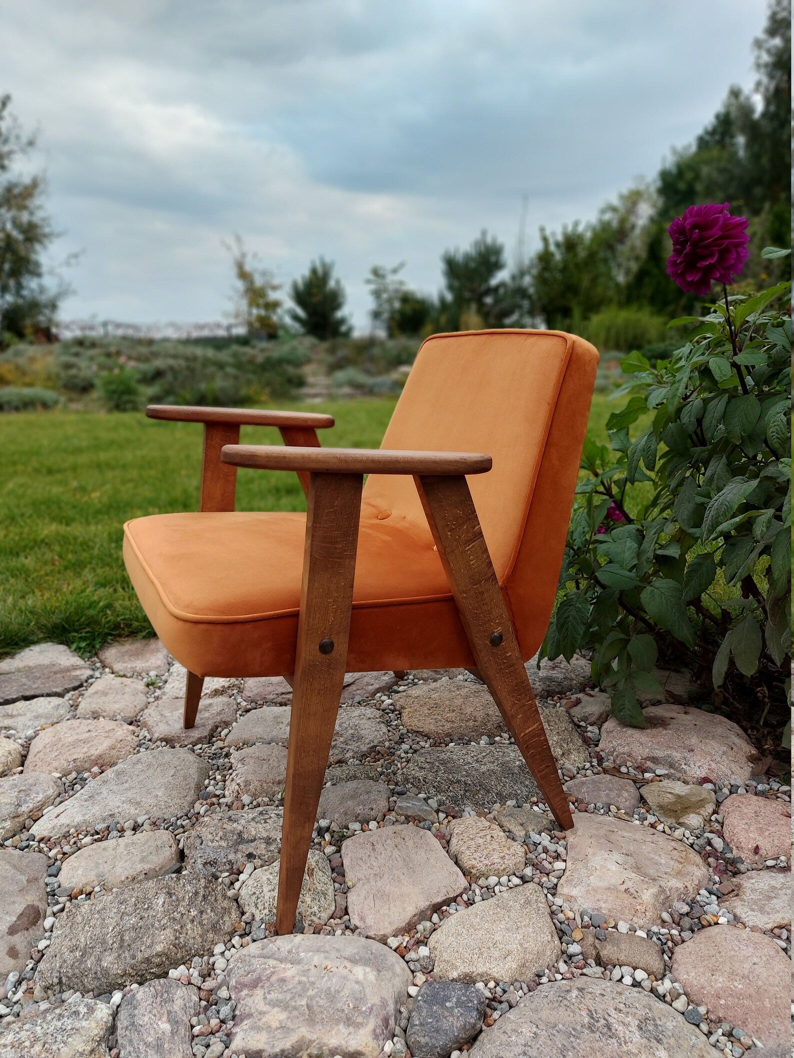 Customizable Mid Mod Armchair Color of RUST - Etsy
