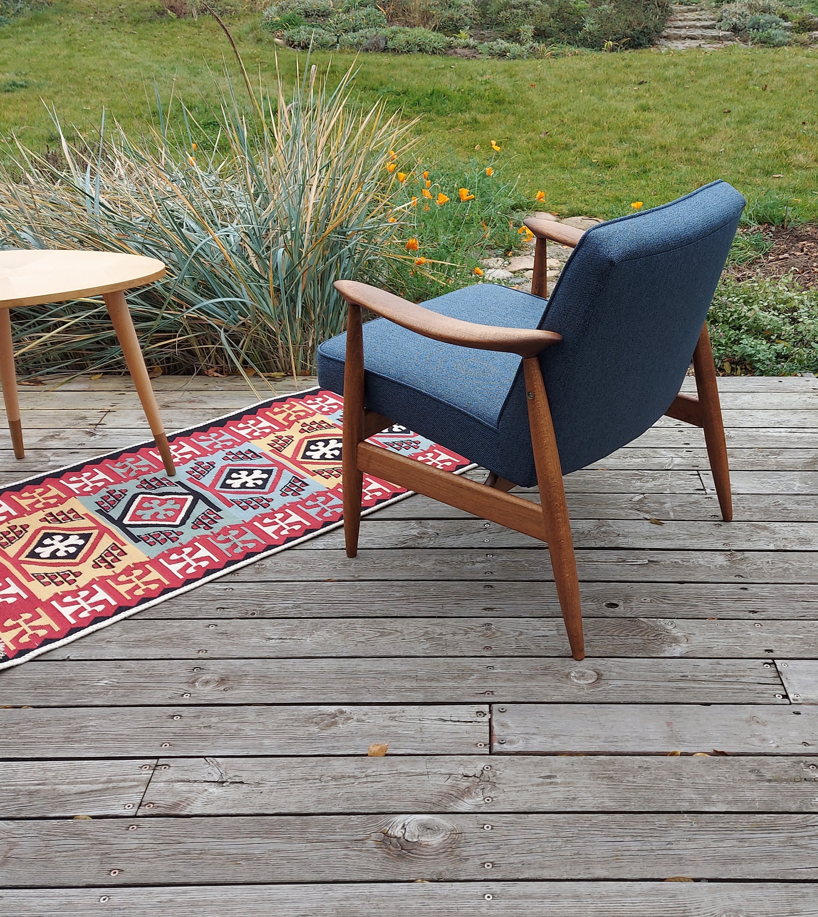 Navy Blue Herringbone Lounge Chair, Vintage, the Ultimate Seating,low ...