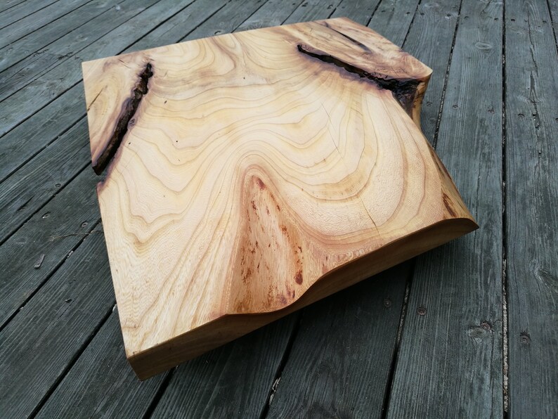 Thick Elm Slab Waved Grain Dramatic Splits Dynamic Form - Etsy
