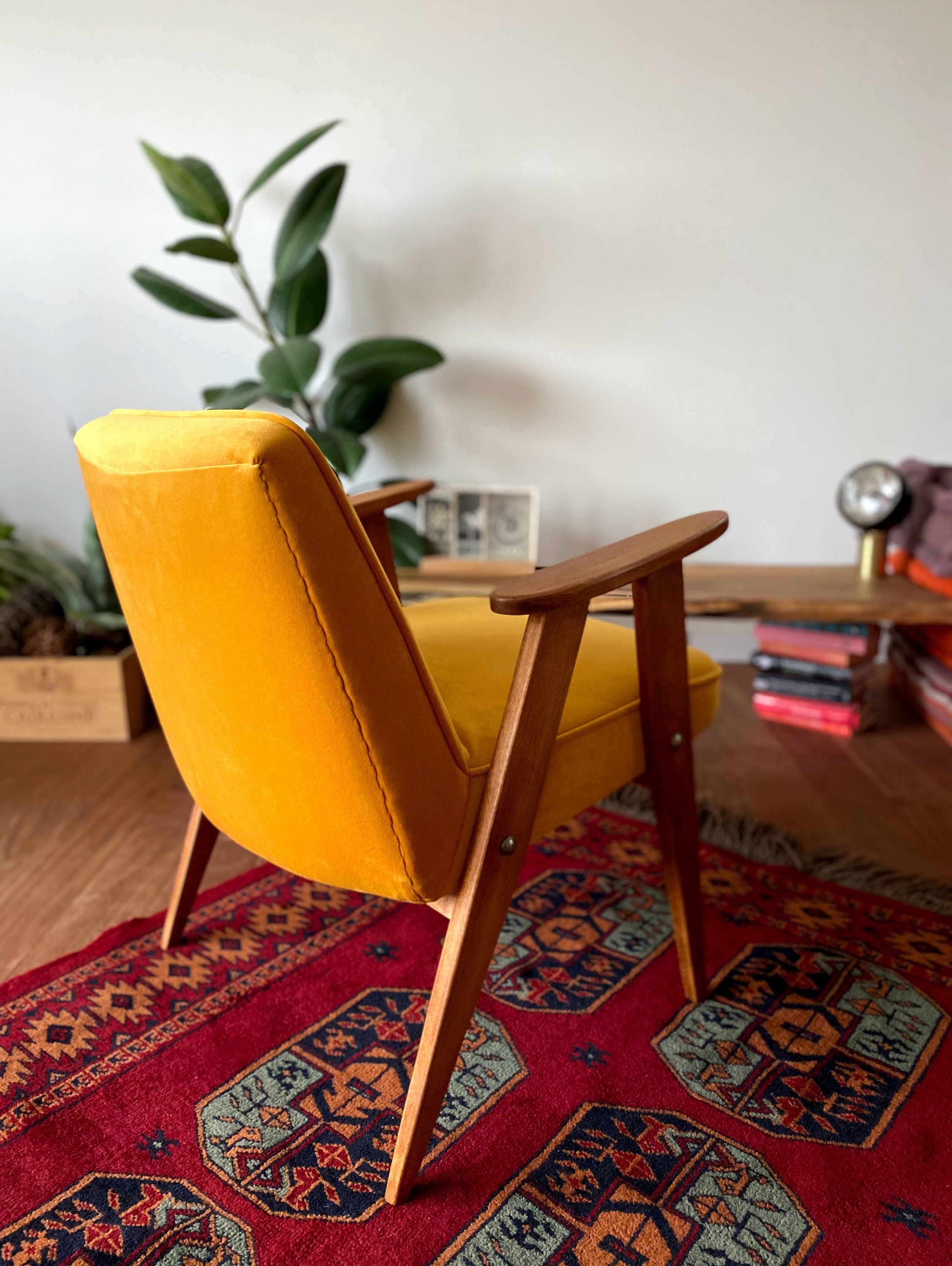 Sunny Yellow Velvet Chair the 1960s Mid Century Modern | Etsy