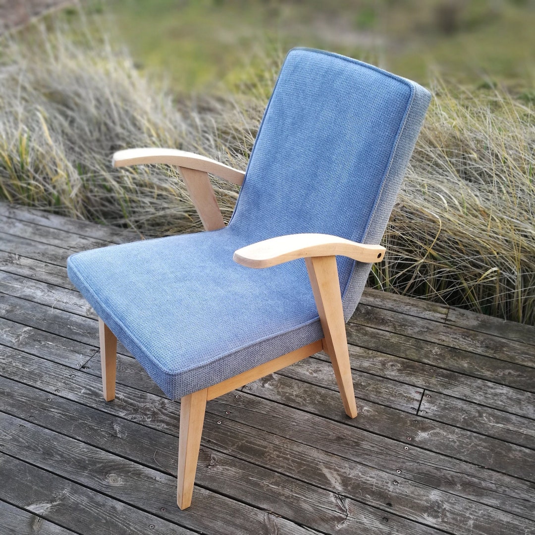 Customisable Desk Chair, Navy Blue or Any Other Color, Teak Stain ...