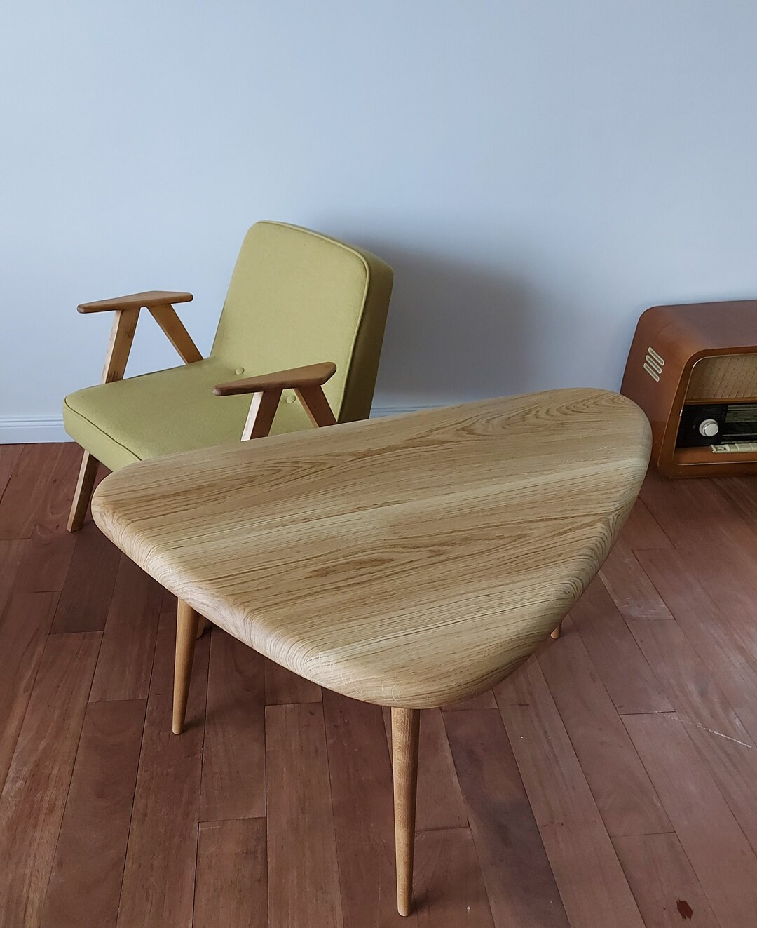 Solid Oak, Walnut Coffee Table, Pebble, TRIPOD, Mid Century, Bean ...