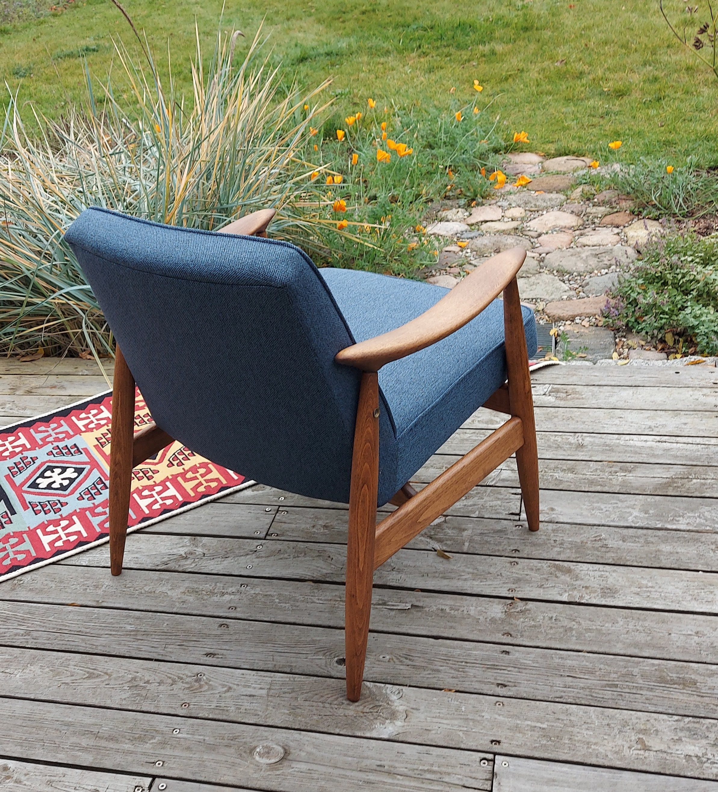 Navy Blue Herringbone Lounge Chair Vintage the Ultimate - Etsy