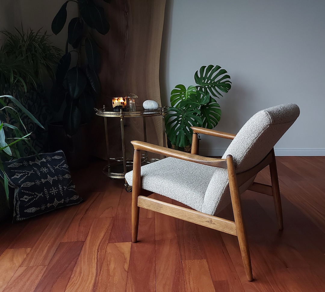 Salt & Pepper Vintage Lounge Chair, Fleecy Texture, Tactile Fabric, Mad ...