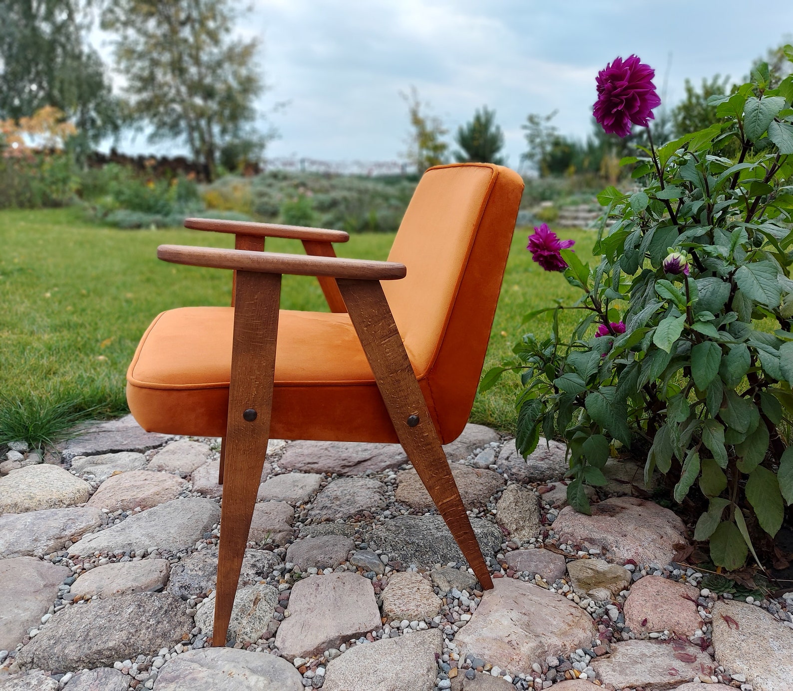 Customizable Mid Mod Armchair Color of RUST - Etsy