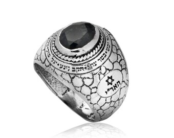 Kabbalah Jewelry Protection Ring Mens Silver Ring Hebrew | Etsy