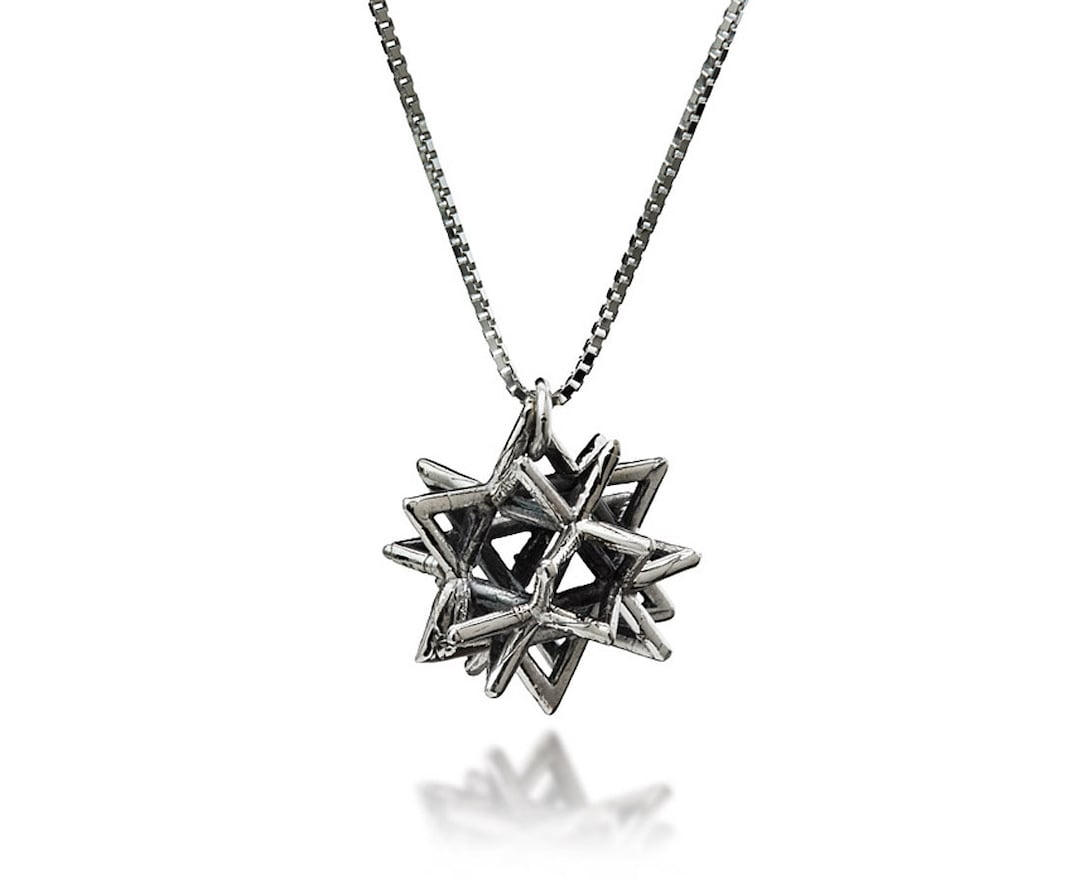 Merkaba Necklace, 72 Names of God, Kabbalah Jewelry, 3D David Star ...