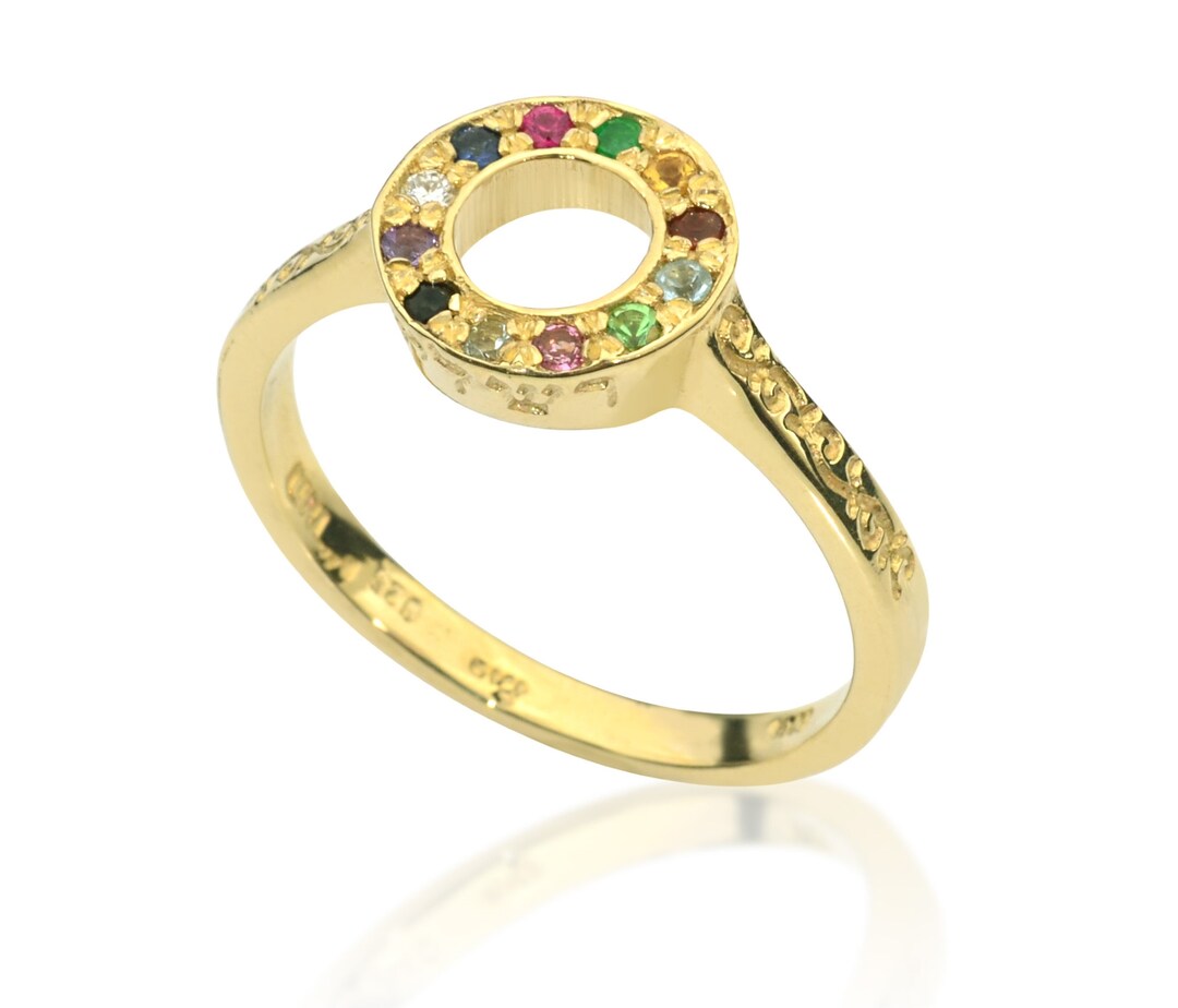 Gold Hoshen Ring, Israel Twelve Tribes, 9K Gold Jewish Ring, Multicolor ...