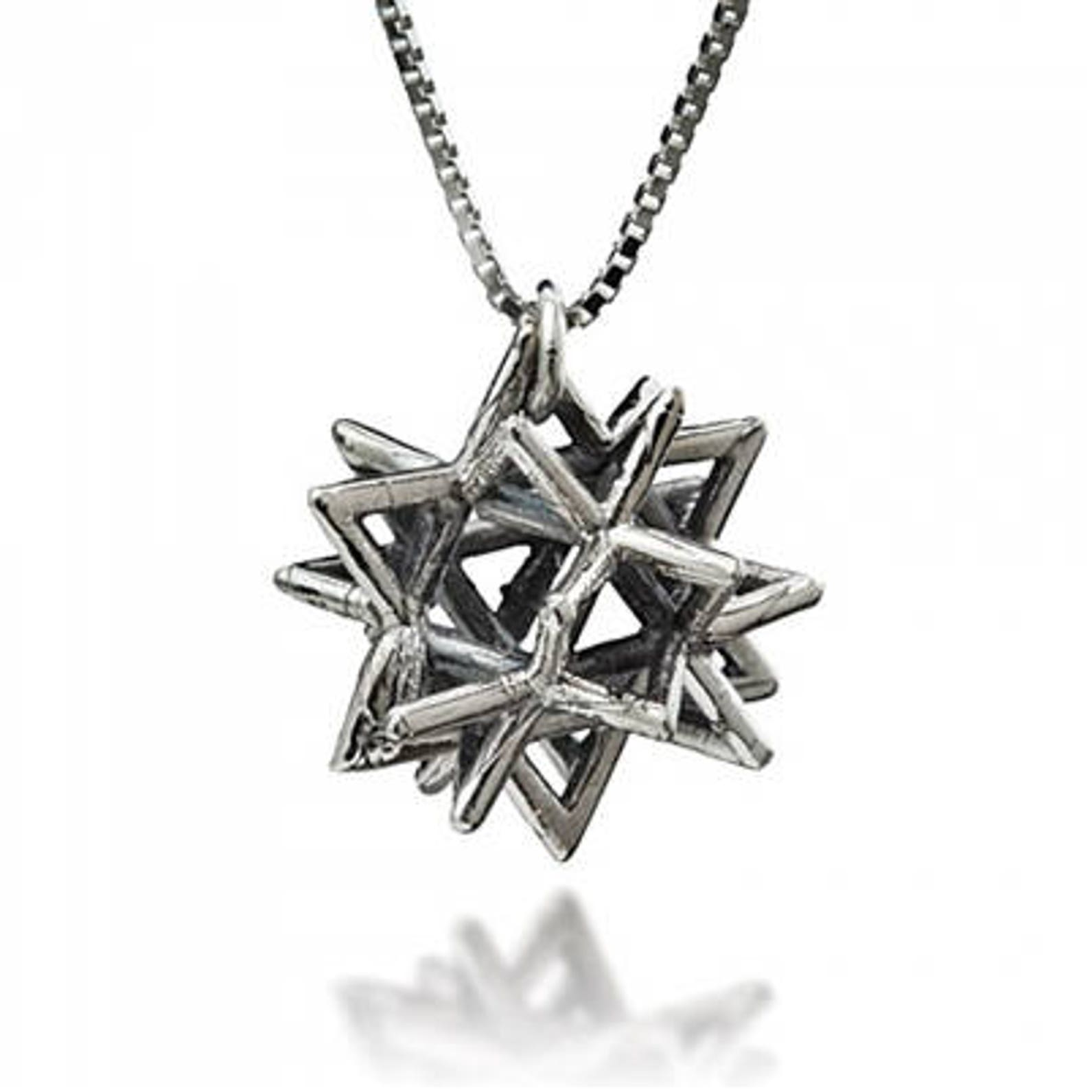Merkaba Necklace, 72 Names of God, Kabbalah Jewelry, 3D David Star ...