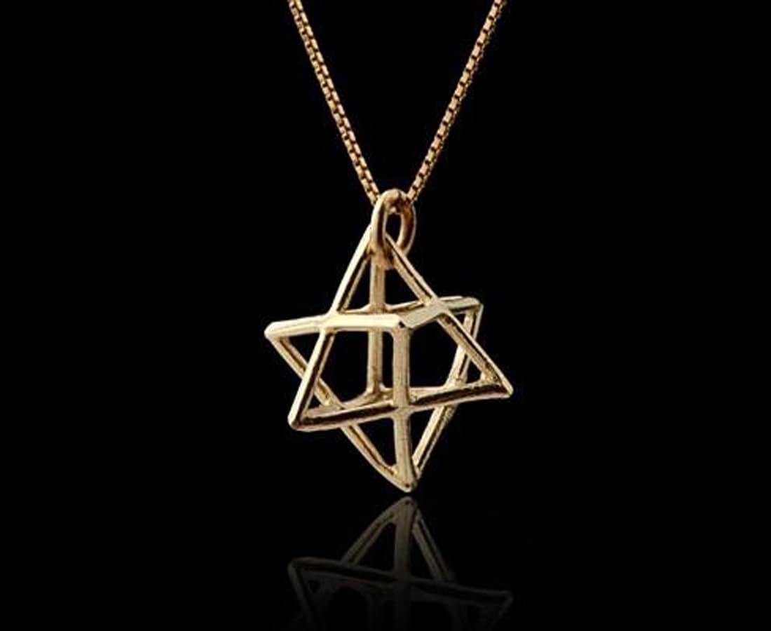 Merkaba Necklace, Kabbalah Jewelry, Jewish Star Necklace, Merkaba Star ...
