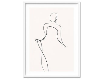 Female Form Line Drawing Wall Art Large Poster Framed Scandi - Etsy