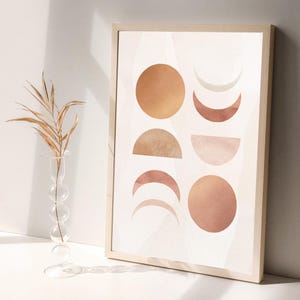 Boho Moon Sun Phases Wall Art Print. Terracotta & Blush on Beige ...
