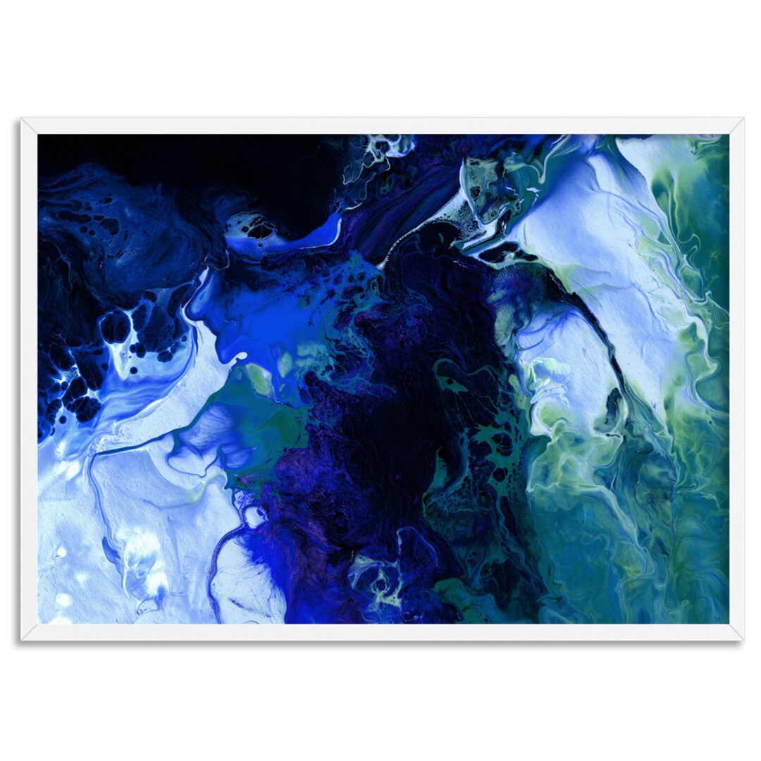 Abstract Blue Painting. Original Fluid Art. Printed on Paper or Canvas ...