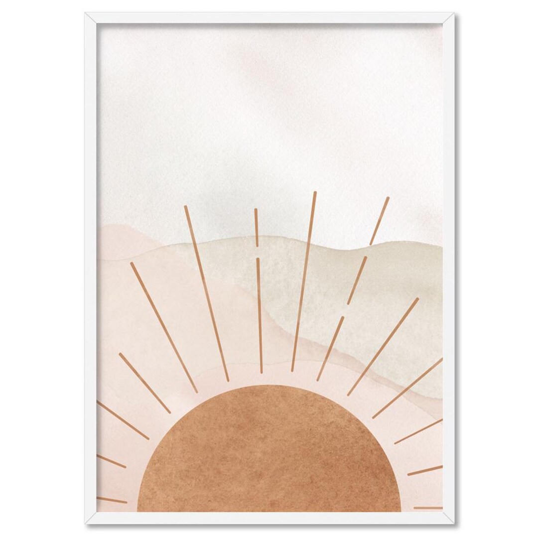 Bohemian Sun Rays Wall Art Print. Pastels & Burnt Orange Nursery Decor ...
