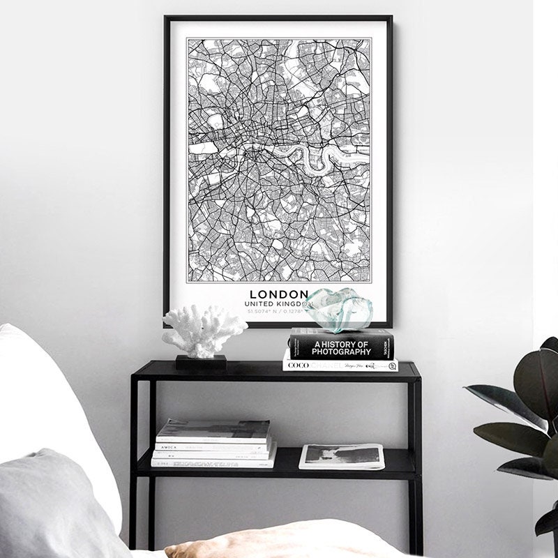 City Map London. Street Map Poster. Map Wall Art. Minimal - Etsy