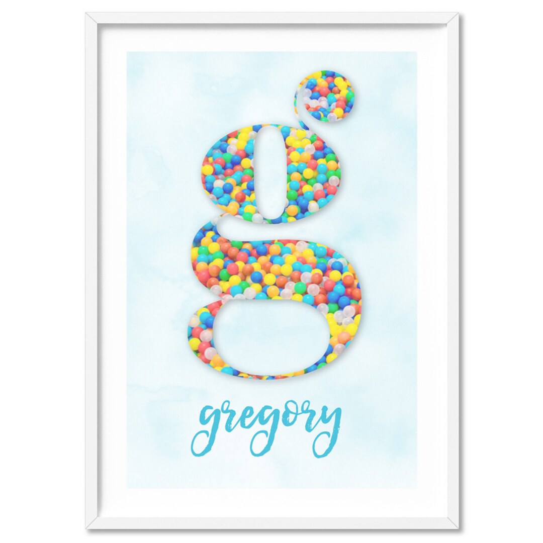 Customised Kids Letter & Name Art Print. Bright Sprinkles, Watercolour ...