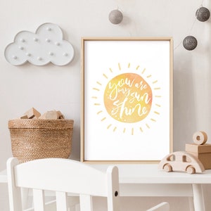 Sunshine Sun Art Print. Boho Pastel Yellow. Watercolour Tones Printed ...