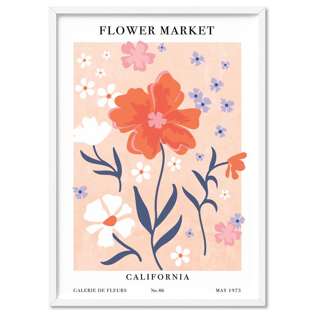 Flower Market California Art Print Poster. Buy the Set! Mid Century ...